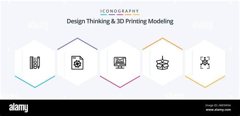 Design Thinking And D Printing Modeling 25 Line Icon Pack Including