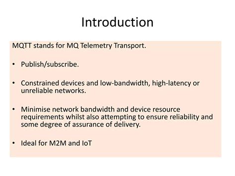 Introduction To Mq Telemetry Transport Mqtt Pptx Computer