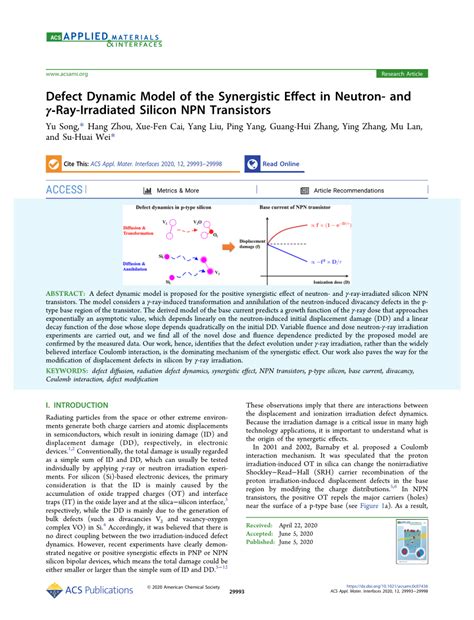 Pdf Defect Dynamic Model Of Synergistic Effect In Neutron And Gamma