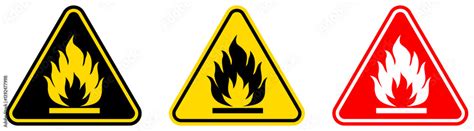 Set Attention Highly Flammable Symbols Danger And Safety Signs Design