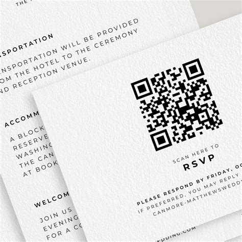 Editable Qr Code RSVP Card Template Minimalist Response Enclosure DIY Canva Design Customize