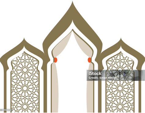 페르시아 어 아랍어 모로코 스타일의 건물 카페 호텔 레스토랑 집 프로필의 편집 가능한 벡터 일러스트 디자인 작품 양탄자 커튼이