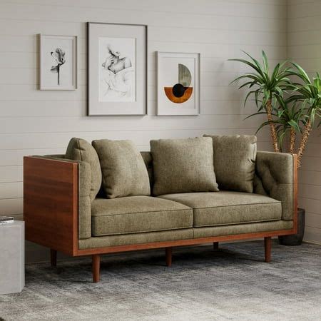 Noble House Beeson Fabric Tufted Loveseat With Accent Pillows Dark