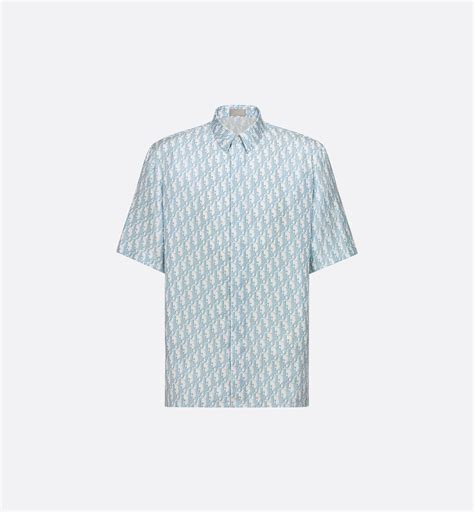 Dior Oblique Polo Shirt White Blue And Brown Cotton Jacquard Dior