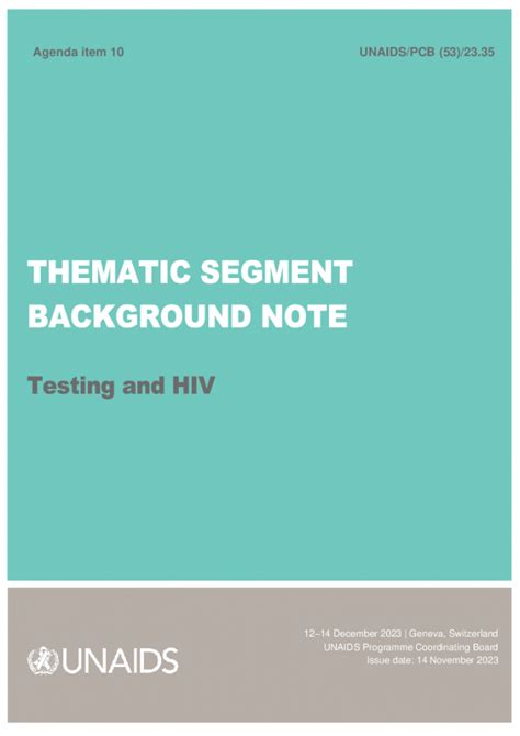 Agenda Item 10 Thematic Segment Background Note Unaids