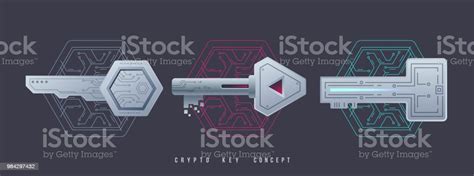 암호화 키 관리 아이콘입니다 디지털 그래픽 기호입니다 Cryptocurrency에 대 한 개인 키입니다 글로벌 디지털 기술입니다