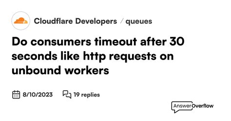 Do Consumers Timeout After 30 Seconds Like Requests On Unbound Workers Cloudflare Developers