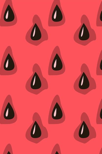 Patrón En Colores Rojo Rosa Con Semillas De Sandía Vector Premium