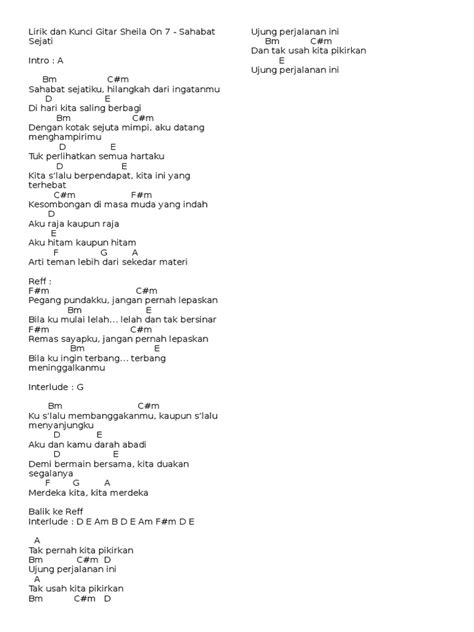 Lirik Dan Kunci Gitar Sheila On 7 Pdf Komposisi Musik Lagu