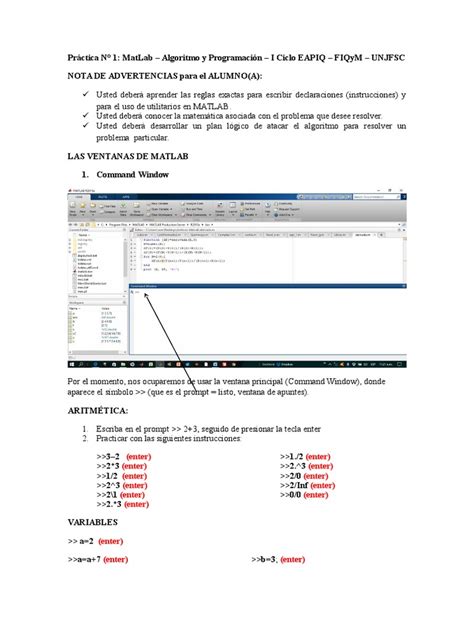 práctica 1 algoritmo y programación con matlab pdf algoritmos