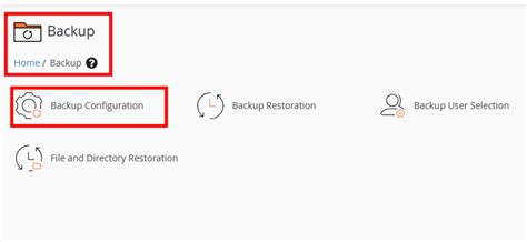 set the backup configuration in whm