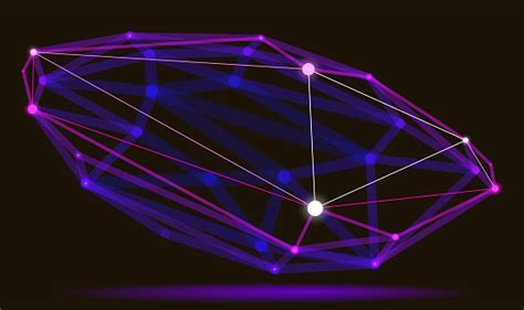 추상 3d 메쉬 모양 벡터 일러스트레이션 라인 기술 다각형 물체 동적 기술 및 과학 격자와 연결된 점 사실적인 필드 효과 3차원 형태에 대한 스톡 벡터 아트 및 기타 이미지