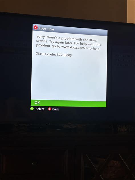 status code 8c250005 r xbox360