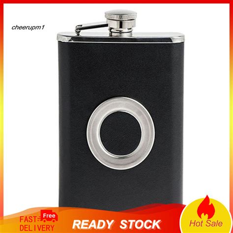 Cheer 1 Set Hip Flask High Hardness Rust Proof Stainless Steel 8oz