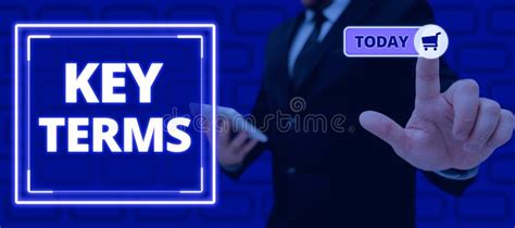 Hand Writing Sign Key Terms Word For Words That Can Help A Person In Searching Information They