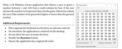 Solved Guessing Game File Write A C Windows Forms Application That 1 Answer