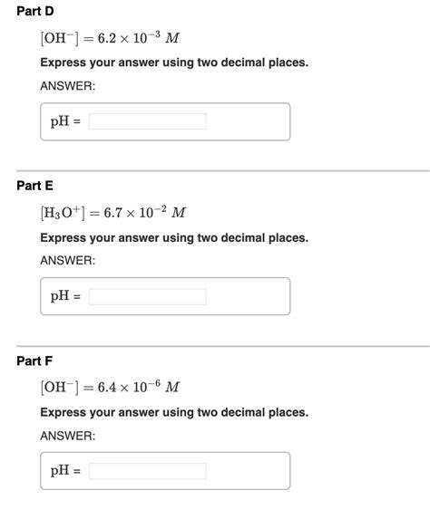 Solved Calculate The Ph Of Each Solution Given The Chegg Com