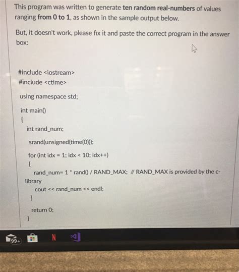 Solved This Program Was Written To Generate Ten Random Chegg