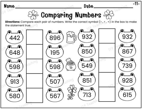 Comparing Three Digits Numbers Greater Than Less Than And Equal Worksheet