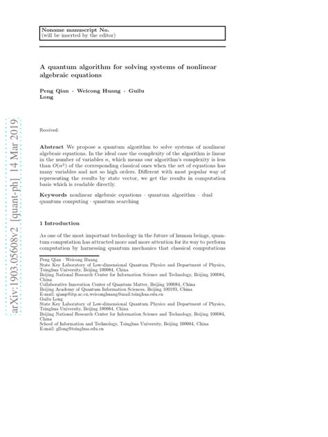 A Quantum Algorithm For Solving Systems Of Nonlinear Algebraic
