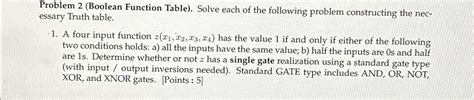 Solved Problem Boolean Function Table Solve Each Of Chegg