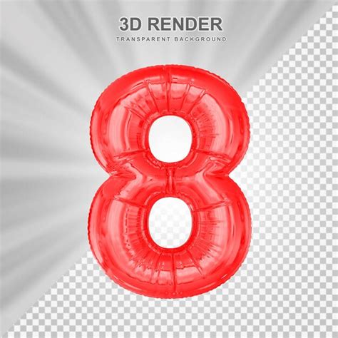 Premium Psd Red Number 8