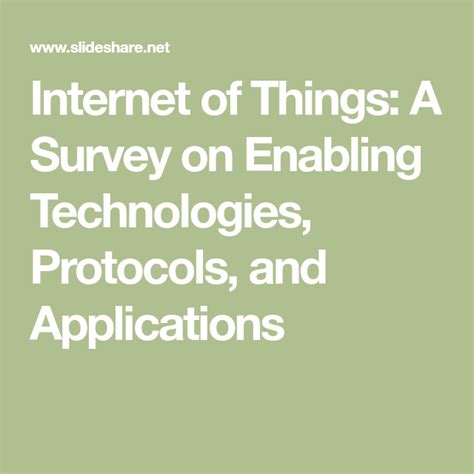 Internet Of Things A Survey On Enabling Technologies Protocols And Applications