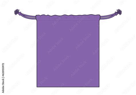 Blank Purple Drawstring Bag Template On White Background Vector File