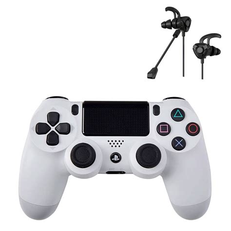 Pre Owned White Dualshock Ps4 Wireless Controller Bundle With Earbuds