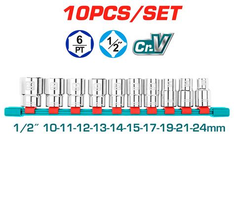 Tht121101 10 Pcs 1 2″ Socket Set Total Tools Malaysia