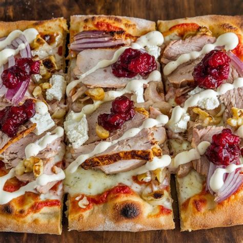 Thanksgiving Leftover Turkey And Cranberry Pizza