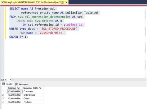 Sql Serverda Stored Prosedürün Kullandığı Tabloyu Bulmak Sql Server