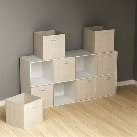 Home Complete 6 Pack Collapsible Cube Storage Bins For Cubbies Beige