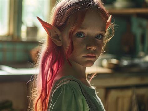Premium Photo A Girl With Pink Hair And Pointy Ears
