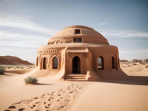 Premium Ai Image A Small House Built Entirely Of Sand In The Desert
