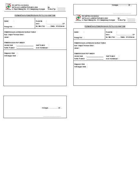 Form Permintaan Pem Patologi Anatomi Pdf