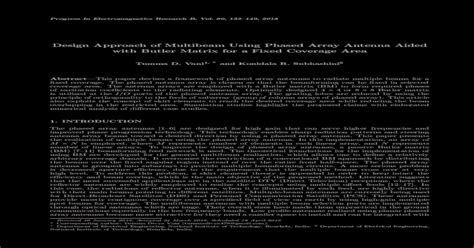 Pdf Design Approach Of Multibeam Using Phased Array Antenna Matrix