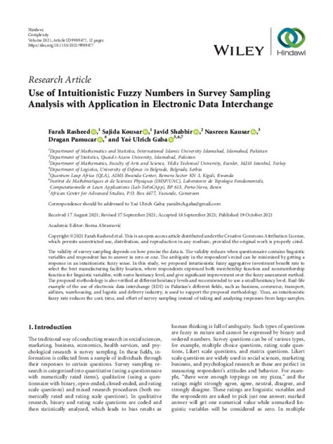 pdf use of intuitionistic fuzzy numbers in survey sampling analysis