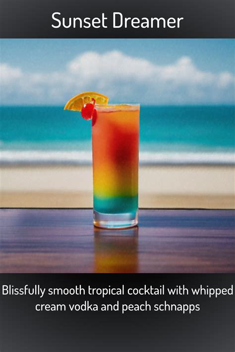 Sunset Dreamer Blissfully Smooth Tropical Cocktail With Whipped Cream