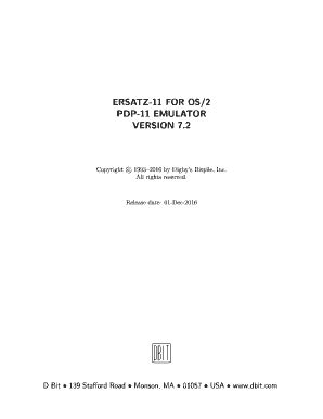 Fillable Online ERSATZ 11 FOR OS 2 PDP 11 EMULATOR VERSION 7 2 Fax