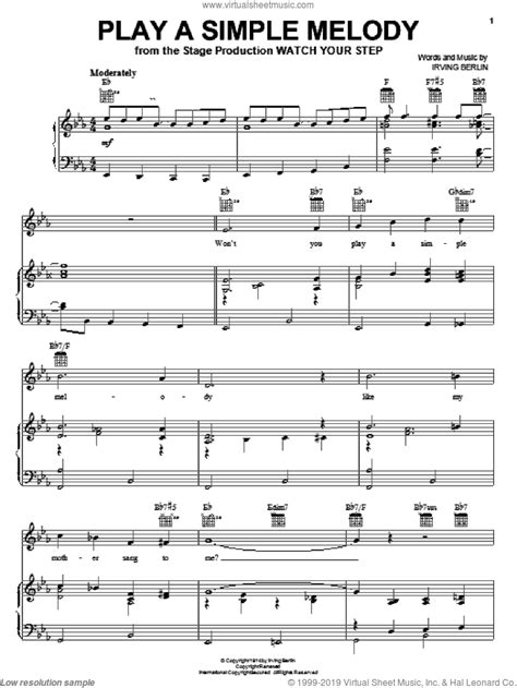 Play A Simple Melody Sheet Music For Voice Piano Or Guitar Pdf