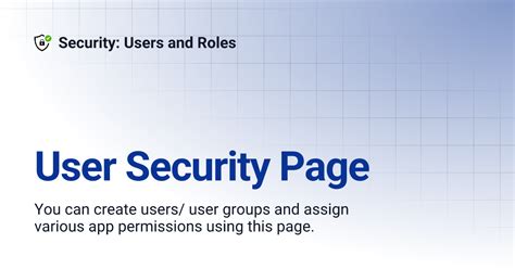User Security Page Security Users And Roles
