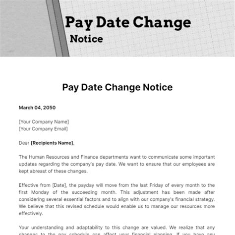 Free Pay Date Change Notice Template To Edit Online