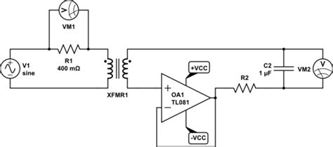 Transformer Buffering The Input To A Passive Rc Integrator Used To