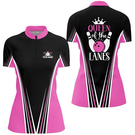 Queen Of The Lanes Quarter Zip Bowling Shirts For Women Custom T F