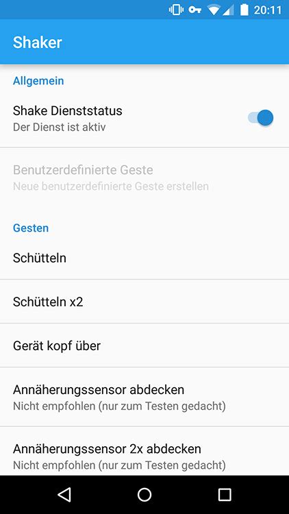 Shaker F R Android Kamera Telefon Und Apps Per Sch Ttel Geste Starten