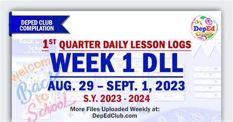 Week 1 Dll August 29 September 1 2023 1st Quarter Daily Lesson Log
