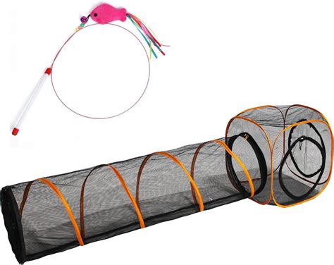 Cat Tent And Play Tunnel Portable Mesh Tent With Harness And Tease Ball