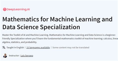 mathematics for machine learning and data science specialization new
