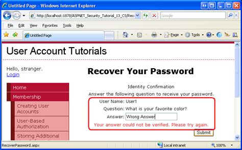 Recovering And Changing Passwords Vb Microsoft Learn